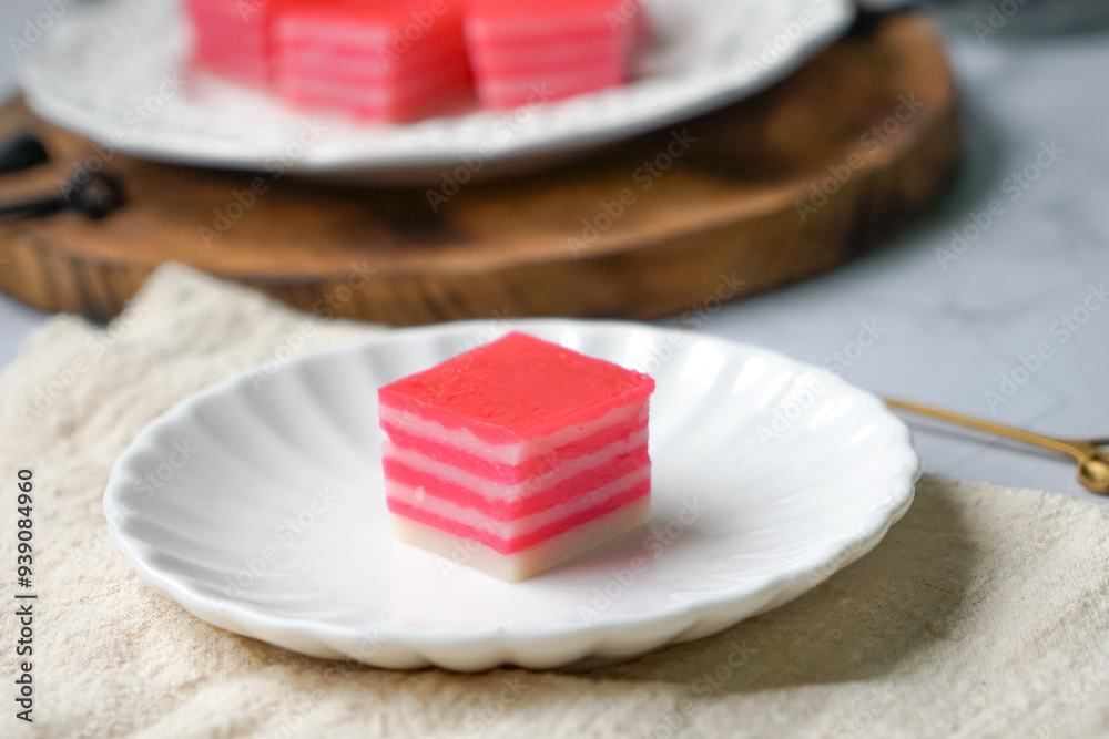 Kuih Lapis, a traditional steamed cake and dessert, made from rice ...