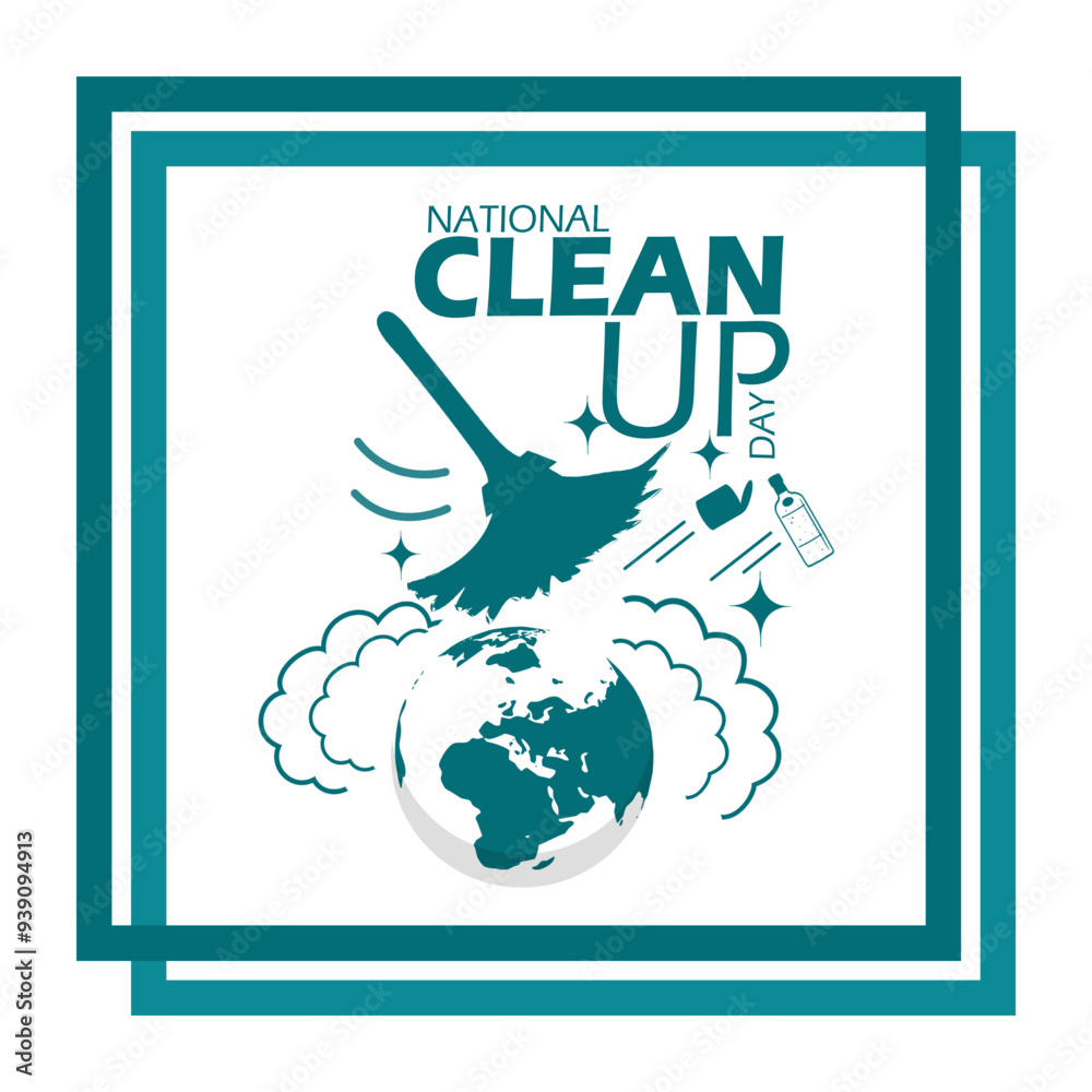 National Clean Up Day event banner. Illustration of an earth being ...