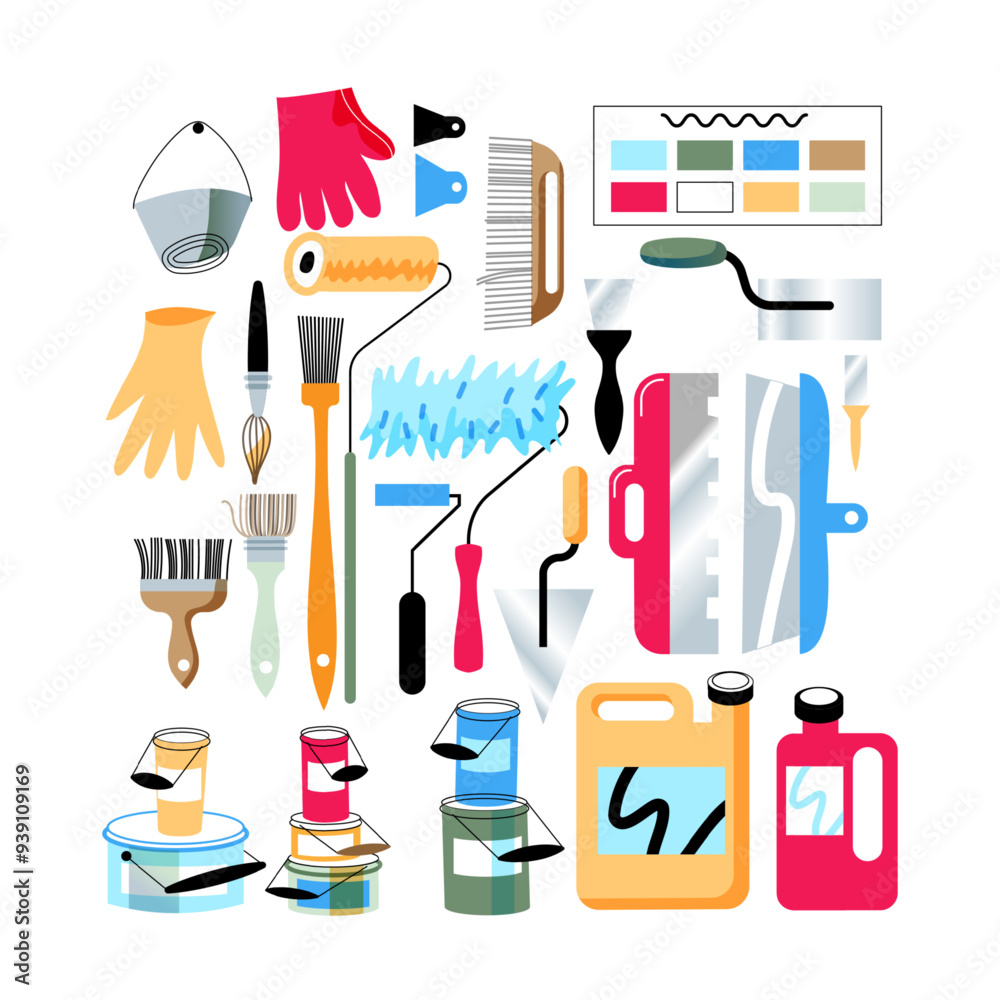 Hardware shop interior design display elements. Stand with paints ... Hardware shop interior design display elements. Stand with paints ...