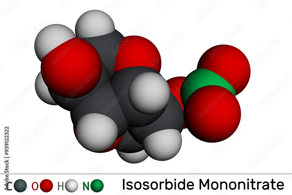 Isosorbide mononitrate molecule. Used to treat angina caused by ...