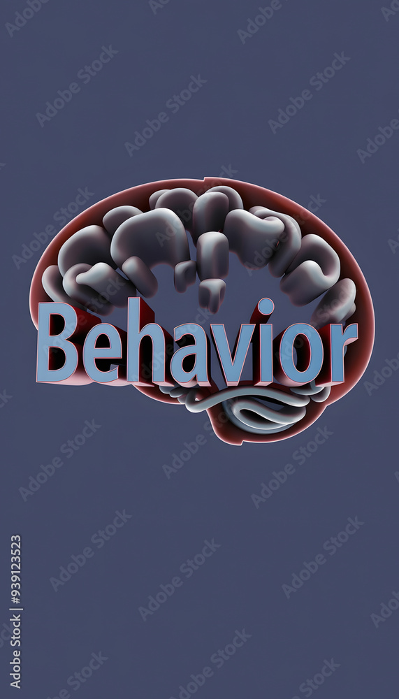 Behavior and human mind - pictured as word Behavior inside a head to ...