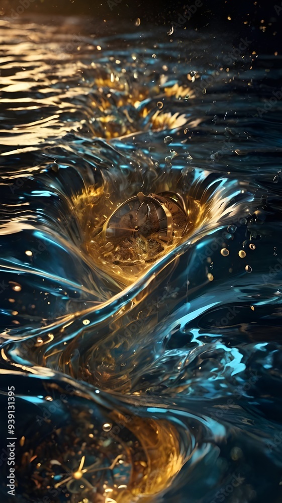 A visual representation of time as a flowing river of glowing particles ...