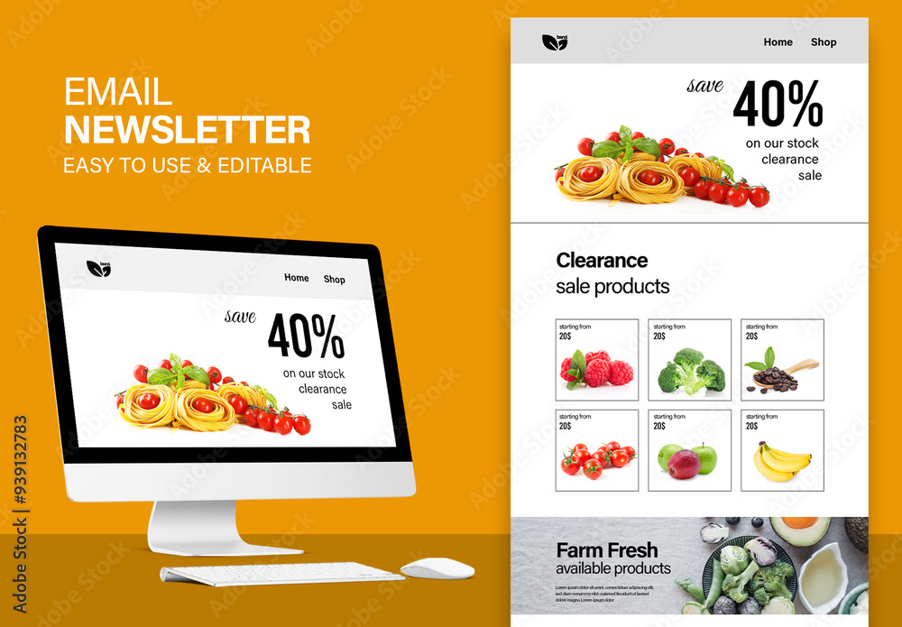Grocery Email Newsletter Stock Template | Adobe Stock