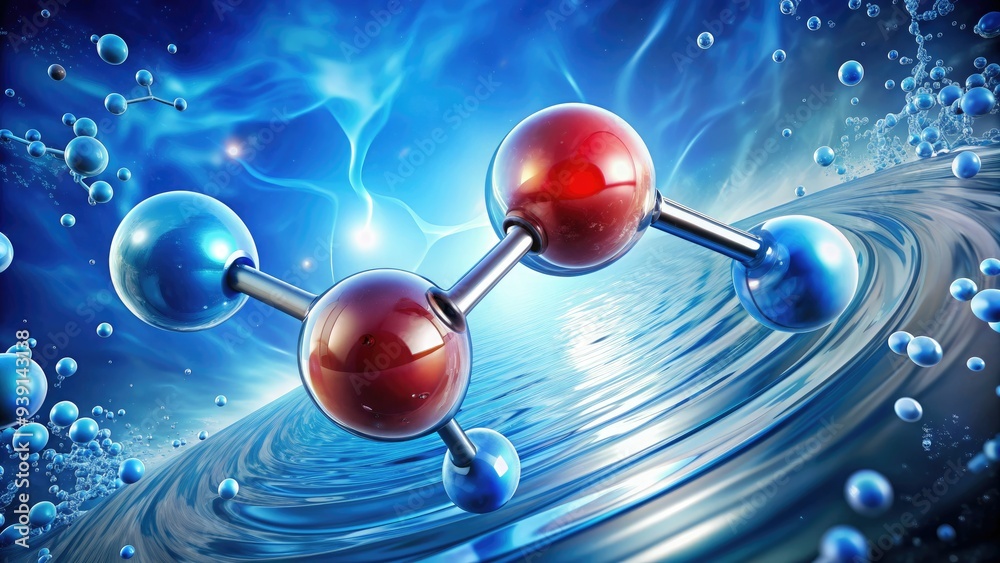 Illustration of a single water molecule, showcasing two hydrogen atoms ...