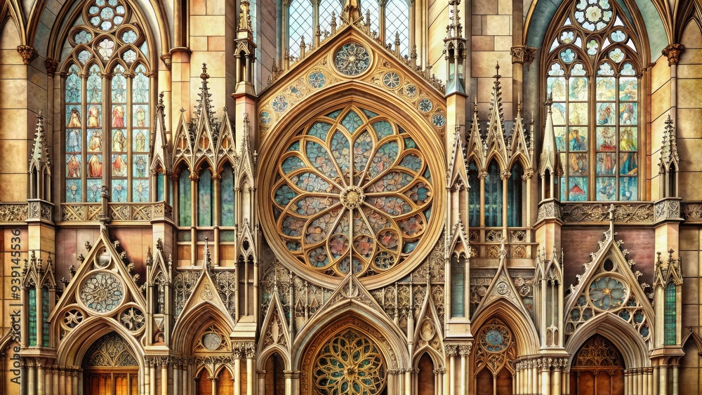 Intricate architectural drawings of a grand church, featuring ornate ...