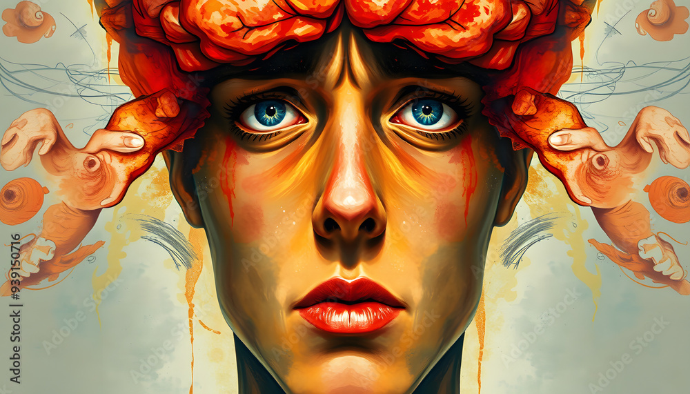 Psychology, confusion, mind, mental illness concept art. surreal ...