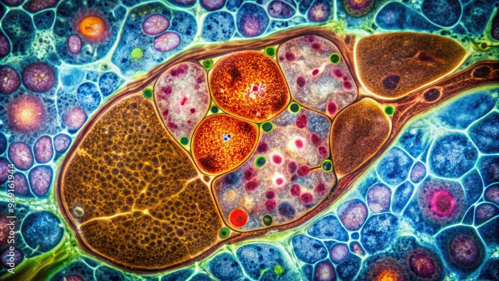 Microscopic image of a severely damaged liver tissue sample, displaying ...