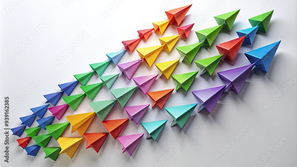 Minimalist 3D illustration of stylized low-poly arrows in various ...