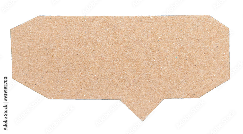 Blank cut out brown cardboard paper speech bubble with copy space for ...