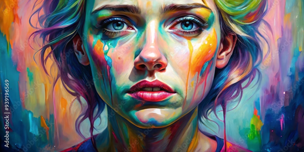 Distorted Emotion in Pastel: A pastel-toned portrait that explores ...