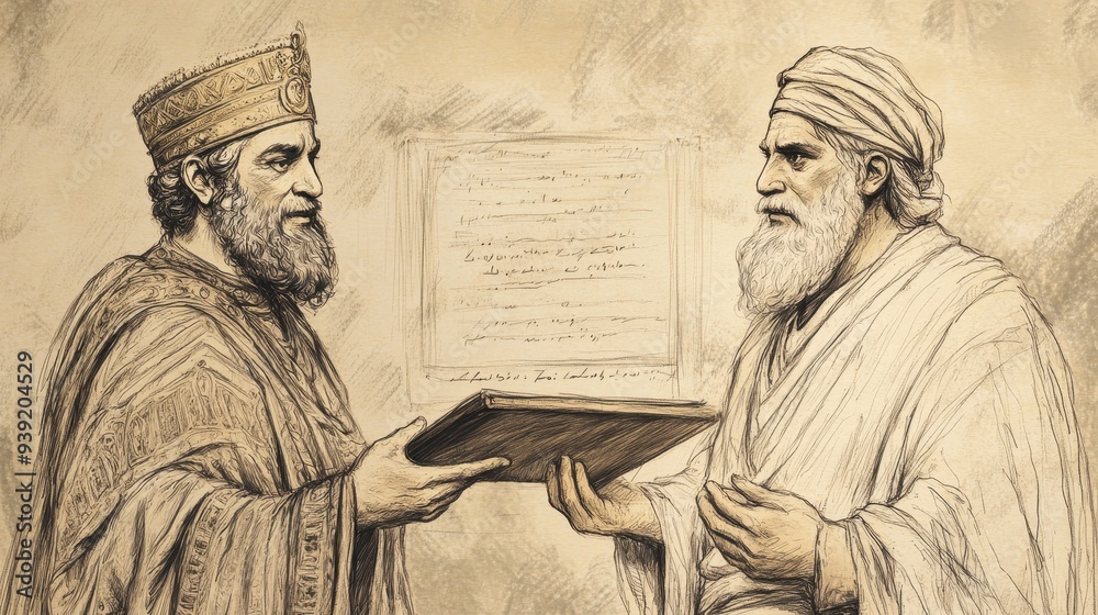 Haman’s Deception: Biblical Illustration of Him Presenting the Sinister ...