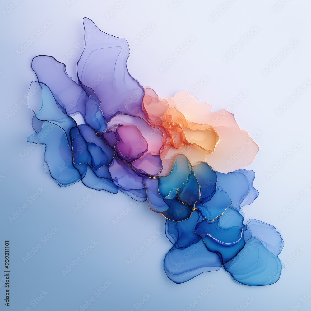 Alcohol ink. Square background with 3D effect. Transparent creativity ...