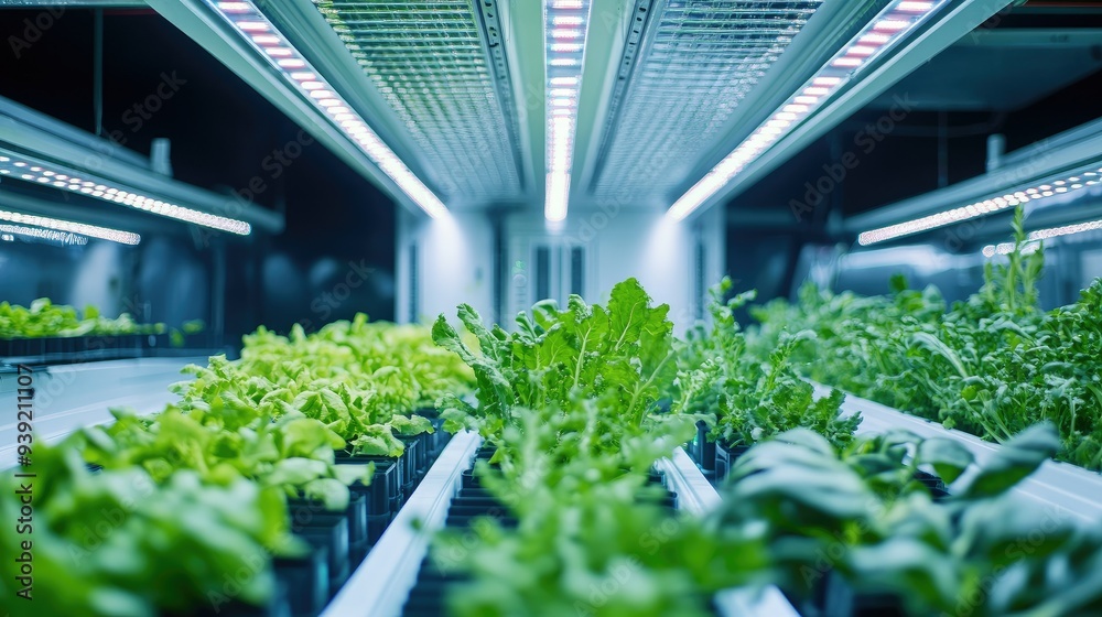 Vertical farming setup with automated lighting and watering systems ...