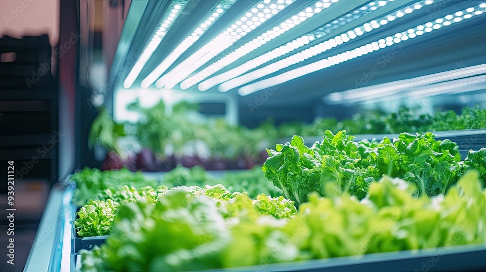 Vertical farming setup with automated lighting and watering systems ...