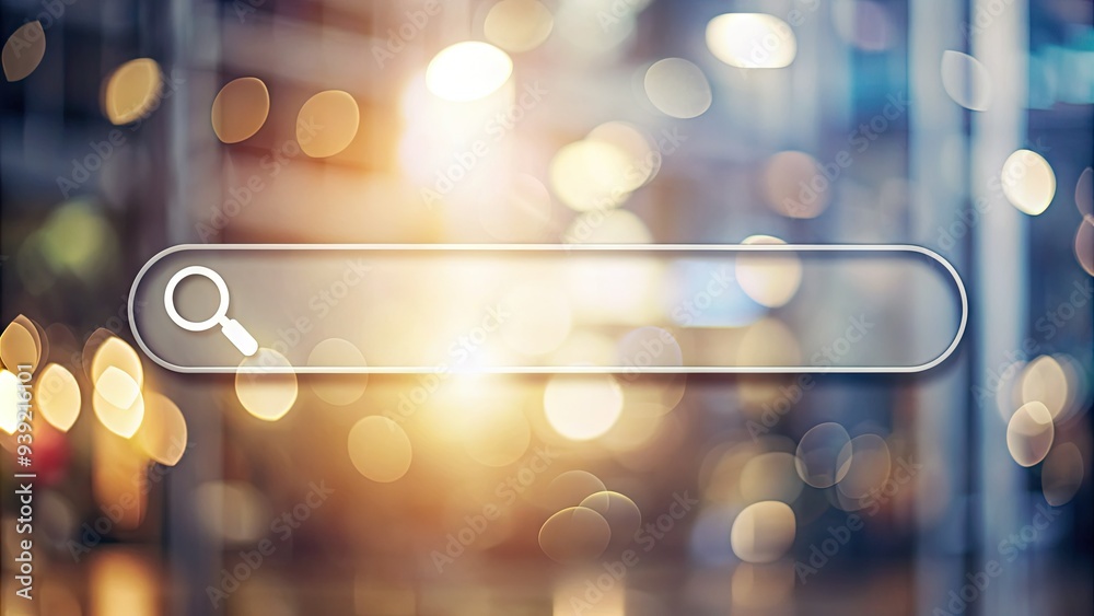 Transparent search bar icon on a blurred background, symbolizing online ...