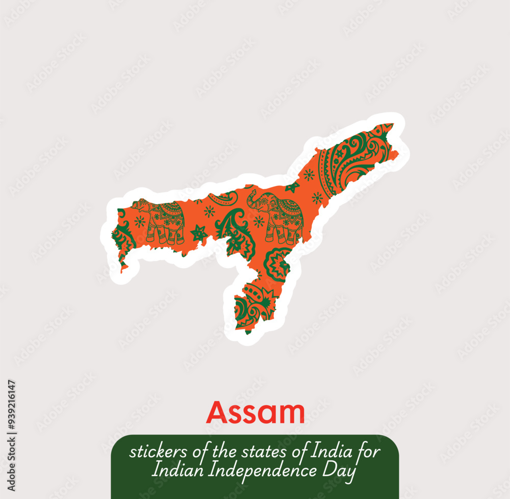 Celebrate independence of India with this unique Assam vector sticker ...