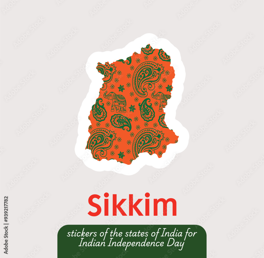 Celebrate independence of India with this unique Sikkim vector sticker ...