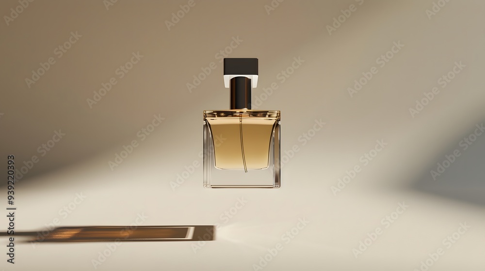 Floating Label: A floating product label and shadow, indicating an ...