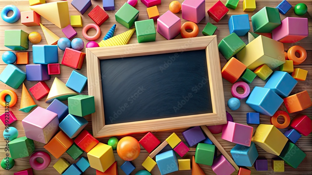 Vibrant 3D alphabet blocks and colorful shapes surround a miniature ...