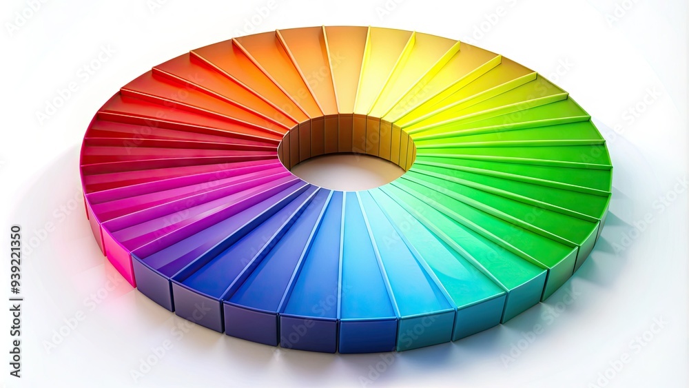 Vibrant 3D color wheel with bold, gradated hues and smooth, rounded ...