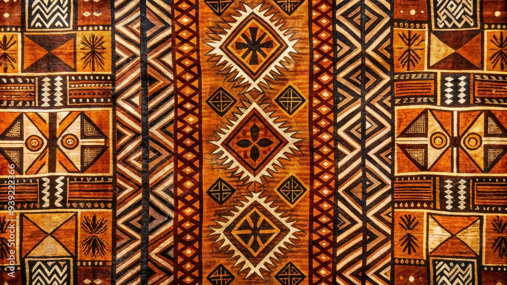 Vibrant African mudcloth textile with traditional Bogolanfini patterns ...