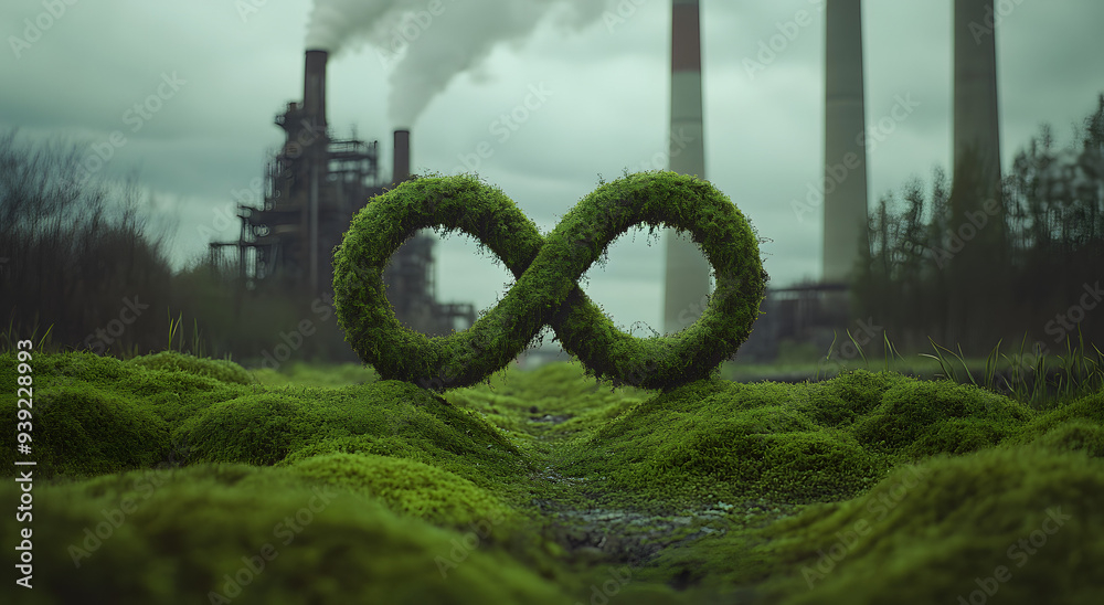 Foto de "A Moss-Covered Infinity Symbol with Industrial Smokestacks ...