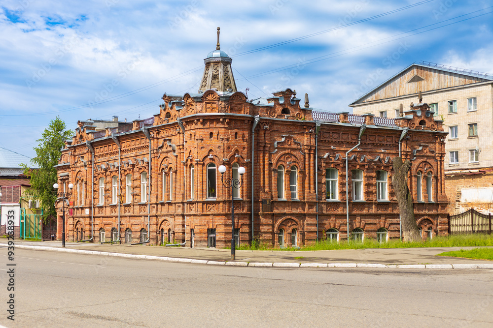 Biysk, Russia - June 11, 2024: View on House of merchant A.D. Vasenev ...