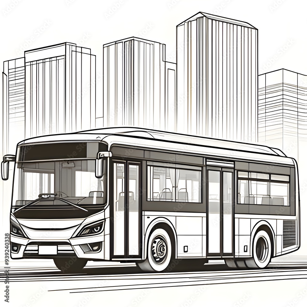 Continuous one line drawing of tourist bus. Simple travel bus line art ...