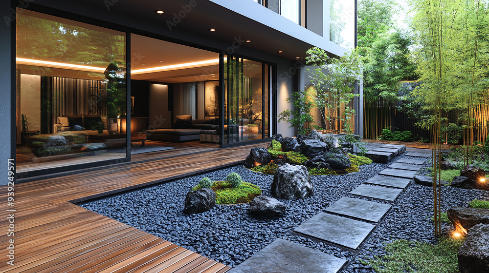 Japanese garden, house garden, tsuboniwa, Japanese style, Japanese ...