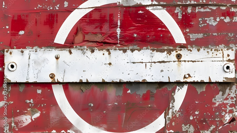worn-out, white-barred, no-entry road sign with a hole removed Stock ...