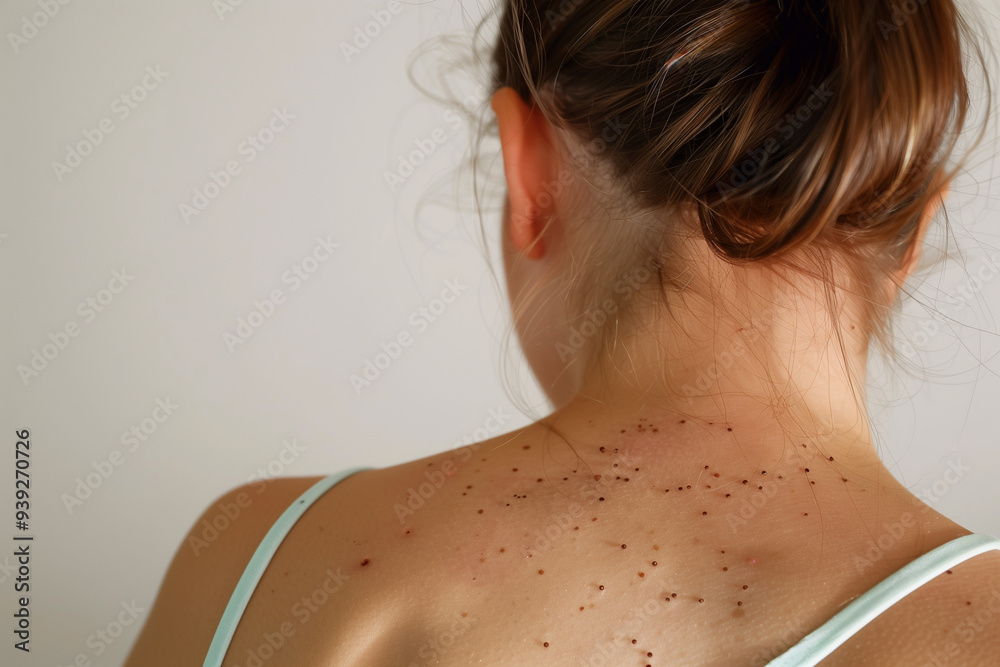 Monkeypox. The neck is blistered from monkeypox. Herpes virus infection ...