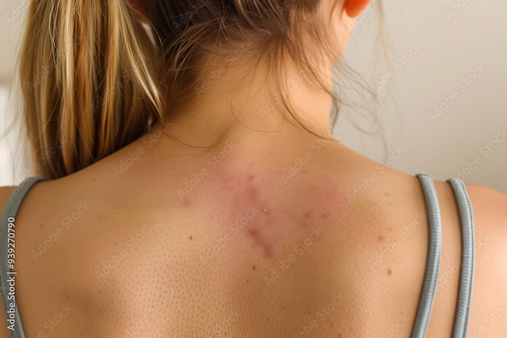 Monkeypox. The neck is blistered from monkeypox. Herpes virus infection ...