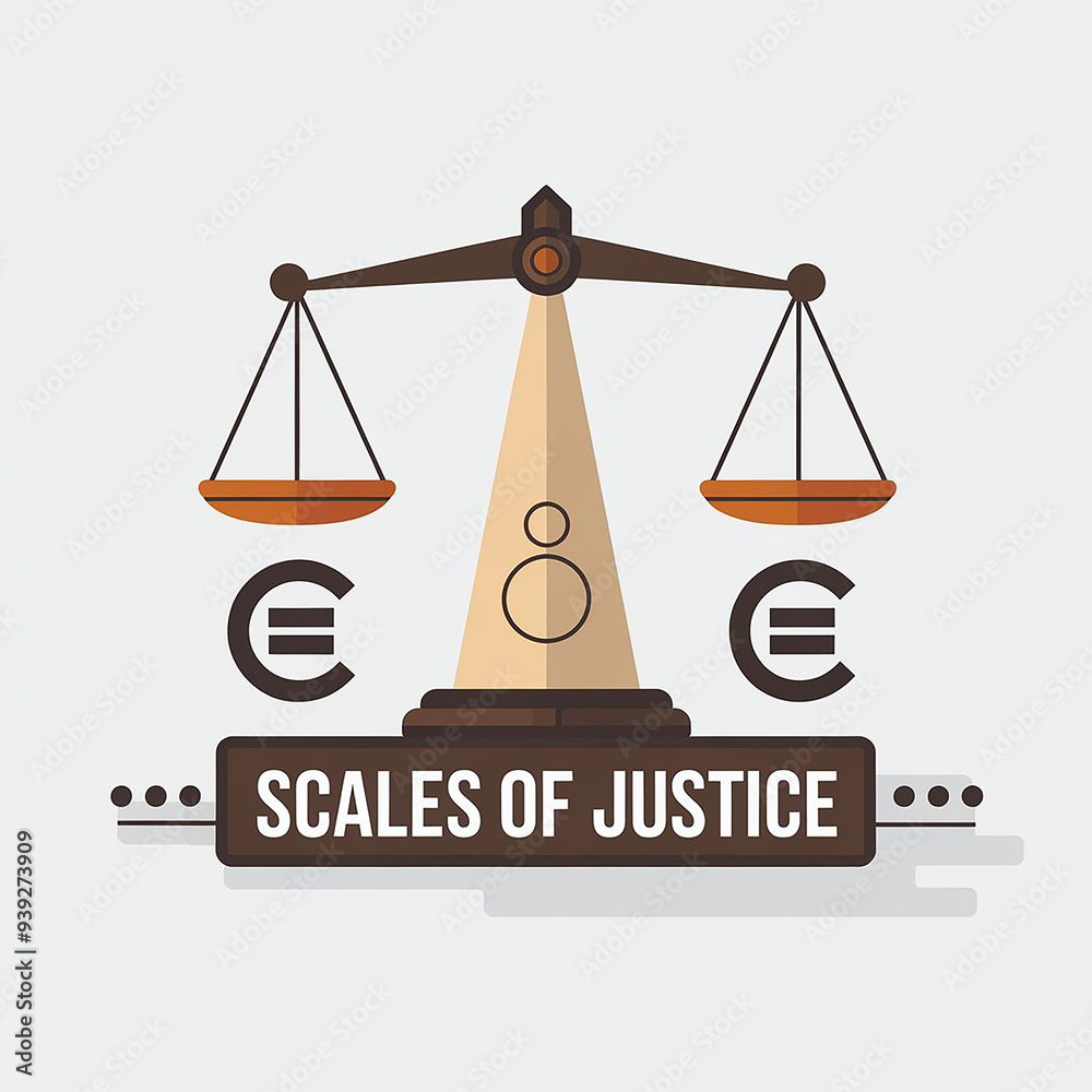 Scales of justice balanced with equality symbols Stock Photo | Adobe Stock