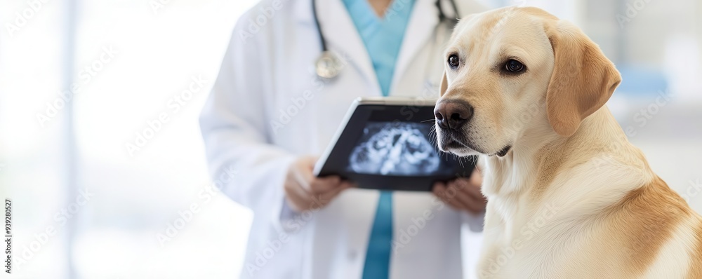 Closeup of a veterinarian reviewing MRI scans to diagnose a ...