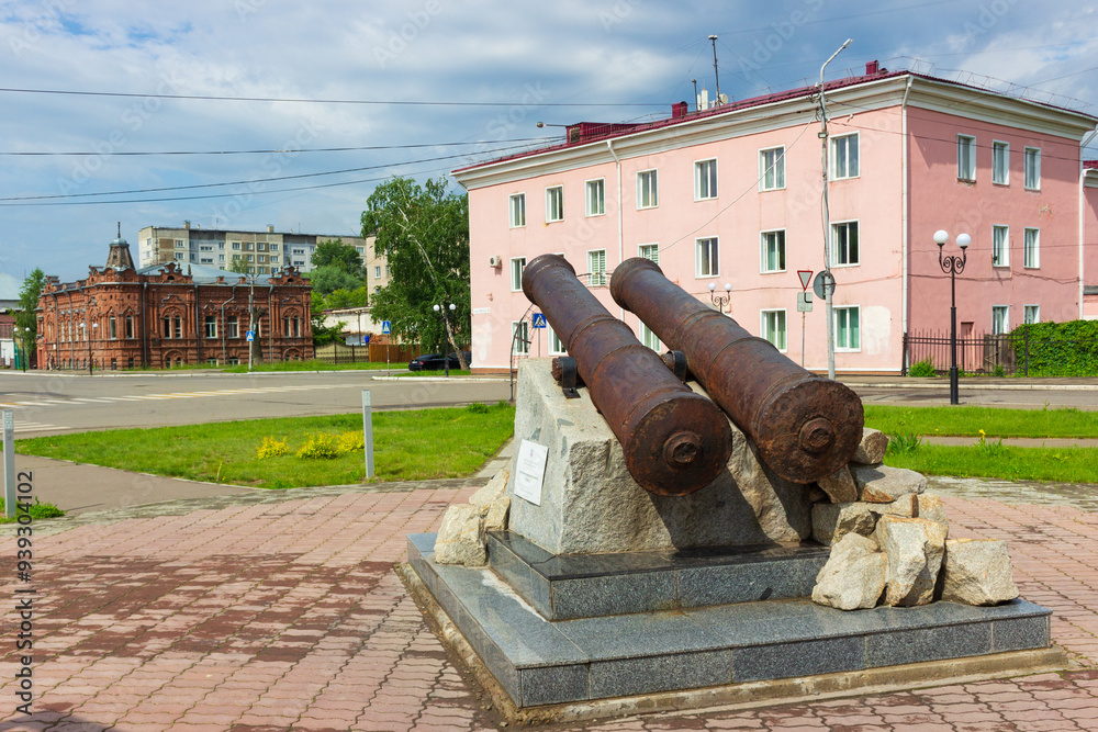 Biysk, Russia - June 11, 2024: Memorial sign Cannons of the Biysk ...