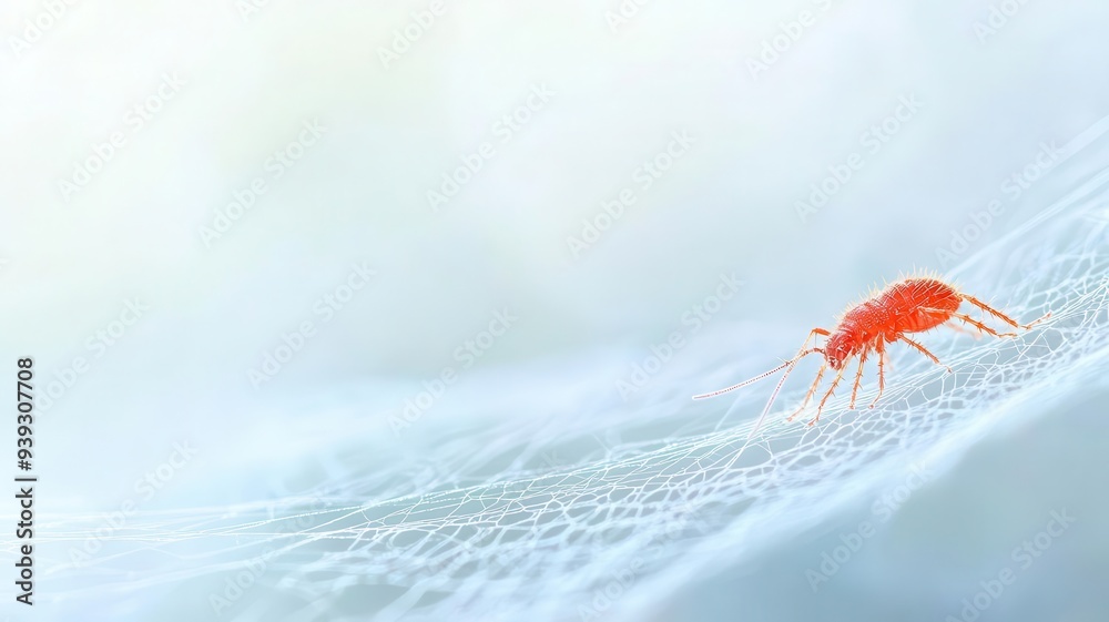Artistic macro of a Red Spider Mite on a web thread, showcasing the ...