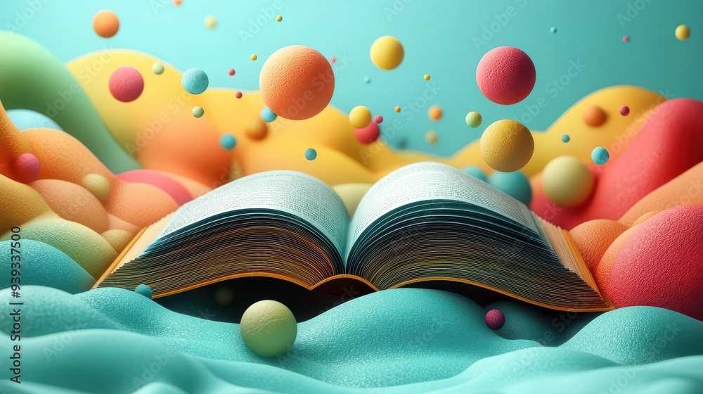 3d world book day concept gradient abstract background with vibrant ...