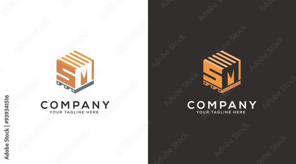 Pallet box vector logo letter SM. SM pallet logo vector design Stock ...