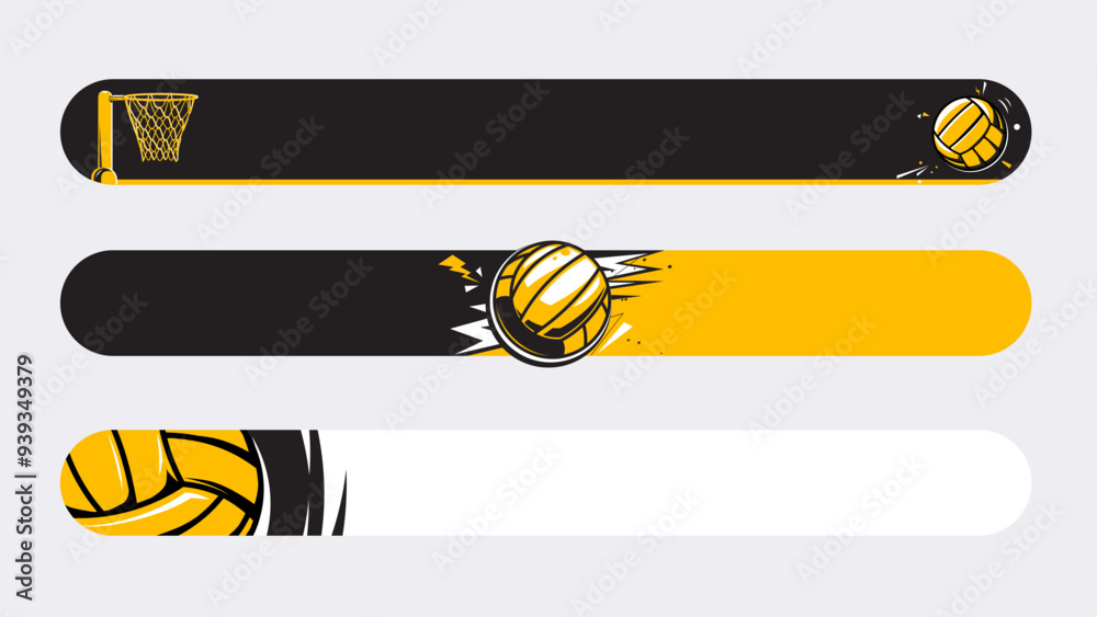 Set of lower third or sport banner design with netball template ...
