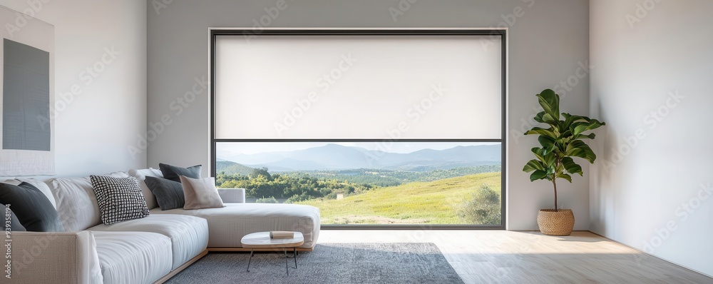 Smart window with dynamic tinting controlled by AI, in a modern home ...