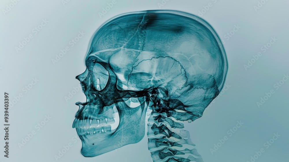 Detailed X-ray Imaging of Human Skull with Visible Cranial Structure ...