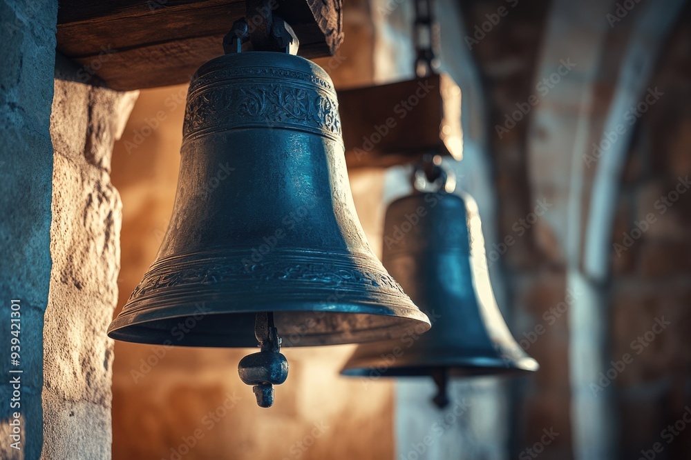 Carol Of The Bells. Ancient Christian Cloister with Morning Bell in ...