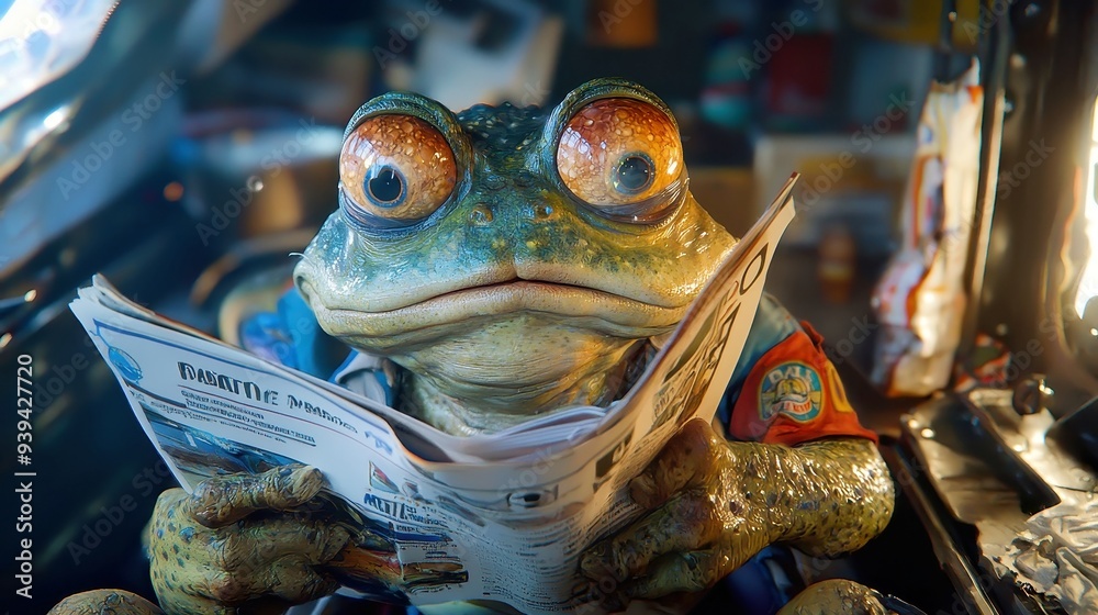 Pepe Holding a Folder, a young man stands confidently in a bright, airy ...