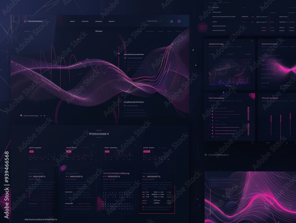 This image shows a sophisticated dashboard featuring data ...
