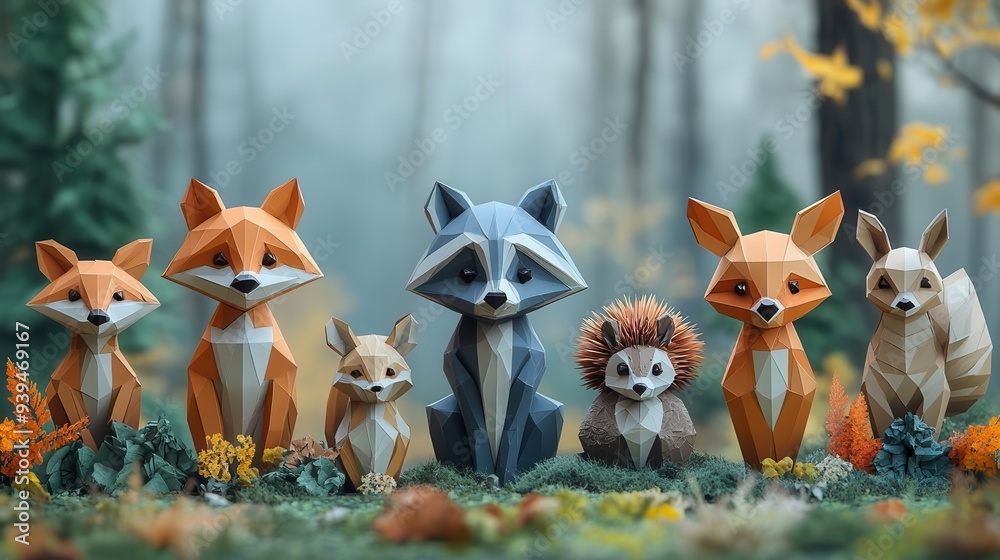 whimsical 3d papercraft safari animals in a popup book style geometric ...