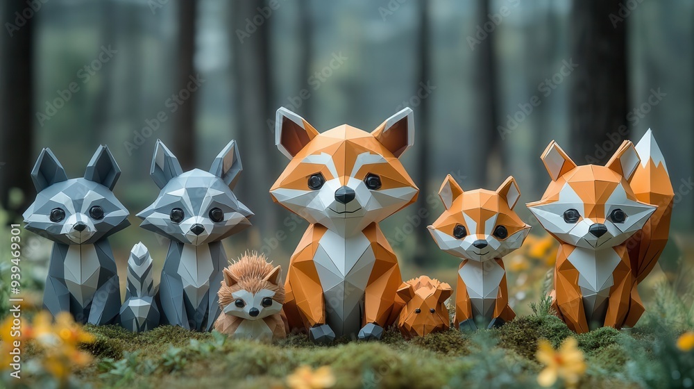 whimsical 3d papercraft safari animals in a popup book style geometric ...