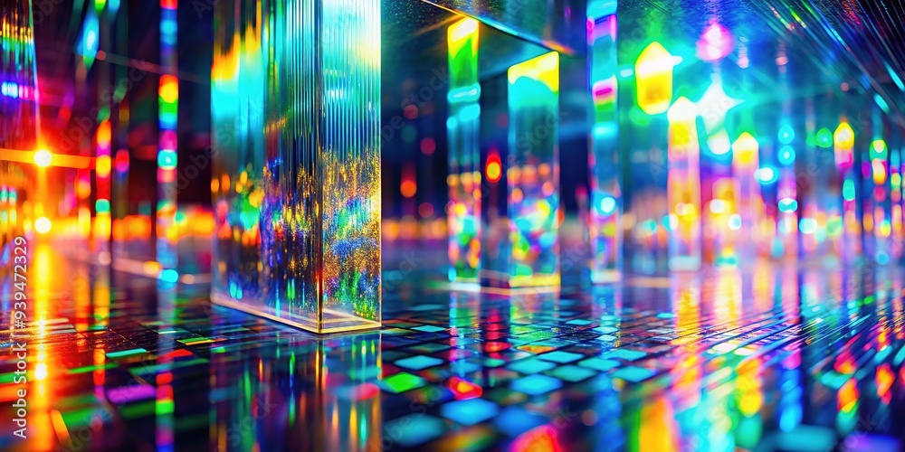 Holographic projections shimmer, fragmented light dancing across the ...