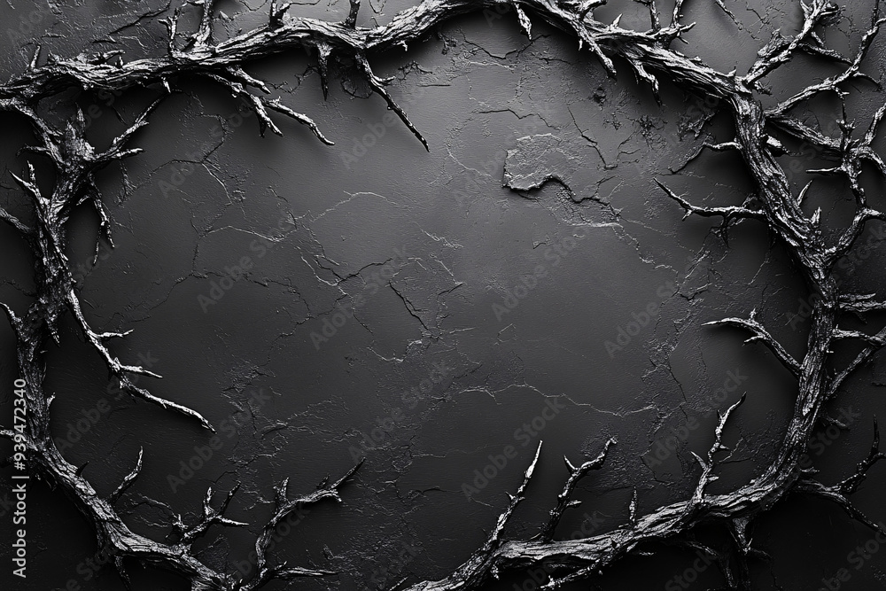 An eerie a4 frame with gothic thorns - a haunting black border for a4 ...