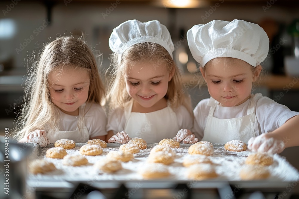 Mother, teamwork or happy kids baking in kitchen as a family with ...