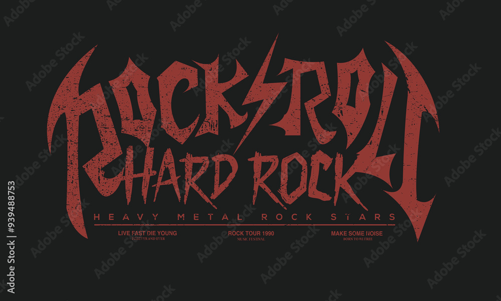 Rockstar word t shirt design. Hard rock lettering logo. Vintage music ...